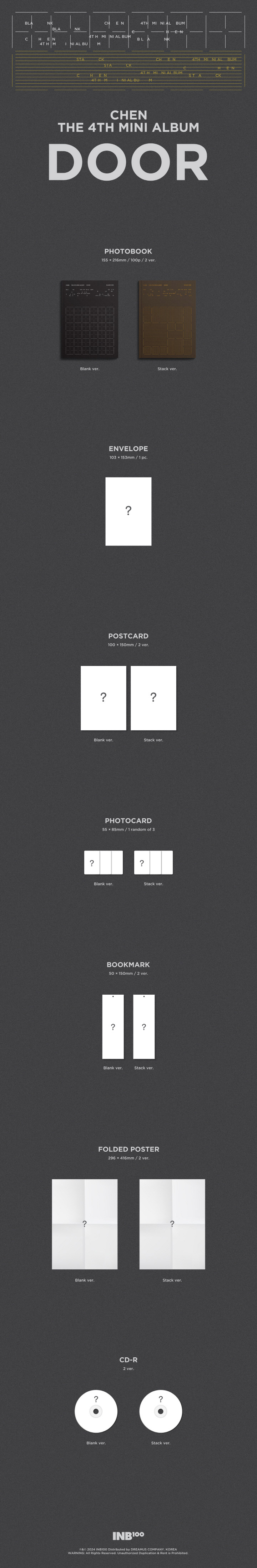 Buy Official Album CHEN The 4th Mini Album DOOR Ver Full Set | KpopiaShop